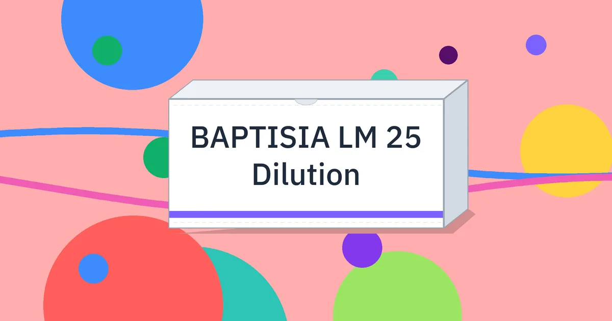 Symbolbild: Packung mit der Aufschrift BAPTISIA LM 25 Dilution (PZN 12788246) – Verfügbarkeit und Bezug in Apotheken in Frankfurt am Main