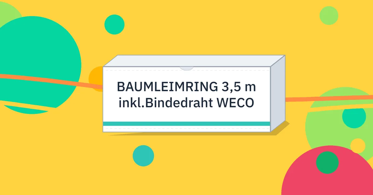 Symbolbild: Packung mit der Aufschrift BAUMLEIMRING 3,5 m inkl.Bindedraht WECO (PZN 20327447) – Verfügbarkeit und Bezug in Apotheken in Frankfurt am Main