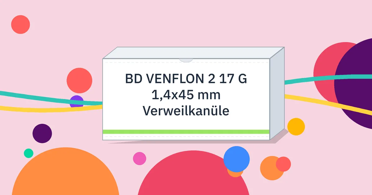Symbolbild: Packung mit der Aufschrift BD VENFLON 2 17 G 1,4x45 mm Verweilkanüle (PZN 03533079) – Verfügbarkeit und Bezug in Apotheken in Frankfurt am Main