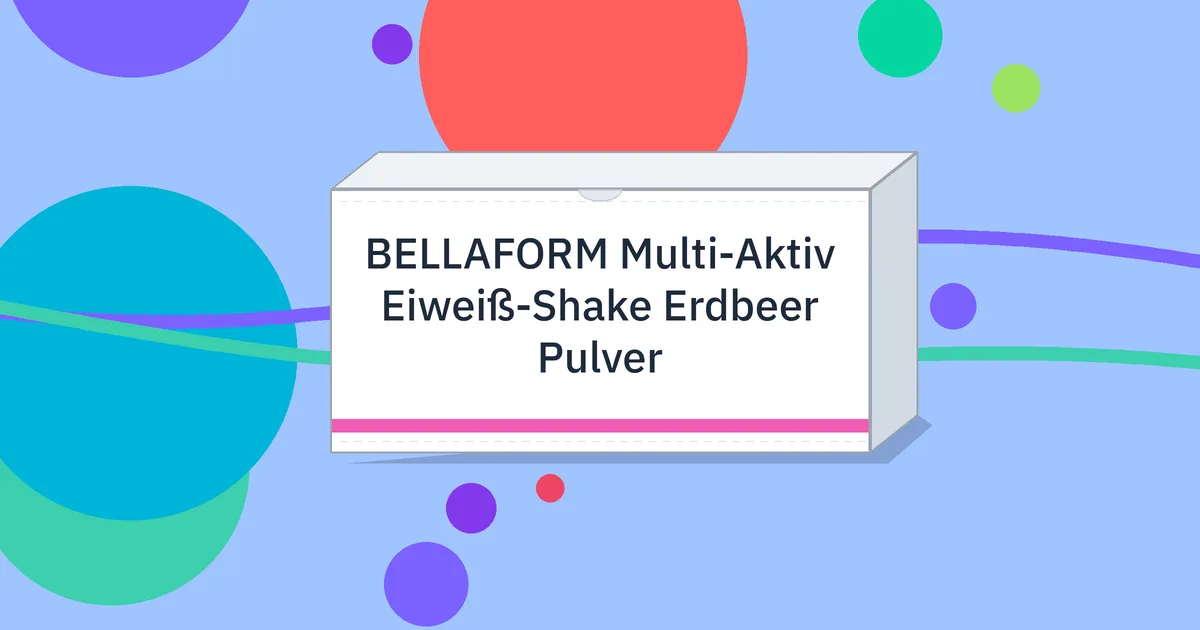 Symbolbild: Packung mit der Aufschrift BELLAFORM Multi-Aktiv Eiweiß-Shake Erdbeer Pulver (PZN 17921483) – Verfügbarkeit und Bezug in Apotheken in Frankfurt am Main