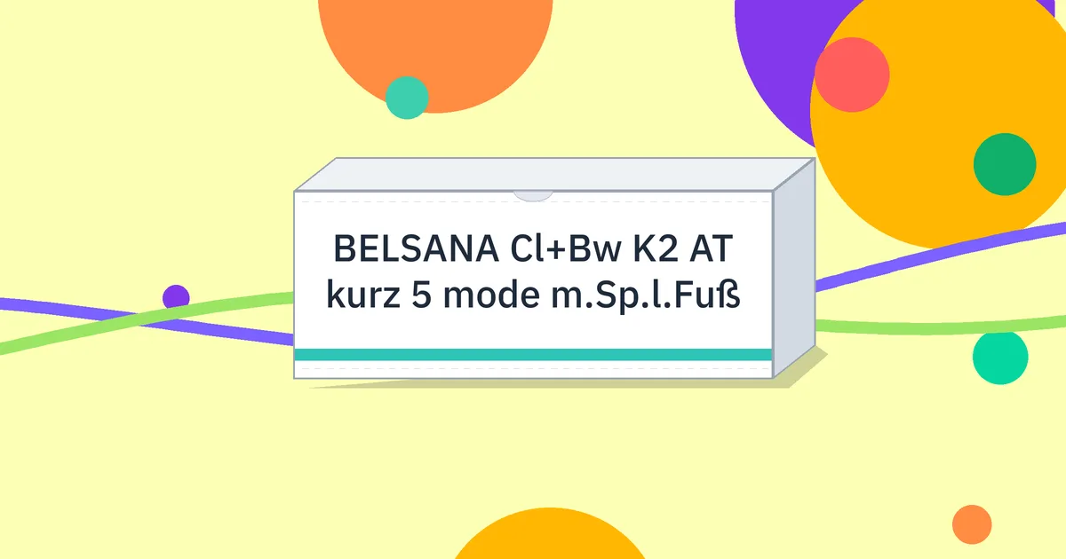 Symbolbild: Packung mit der Aufschrift BELSANA Cl+Bw K2 AT kurz 5 mode m.Sp.l.Fuß (PZN 12253396) – Verfügbarkeit und Bezug in Apotheken in Frankfurt am Main