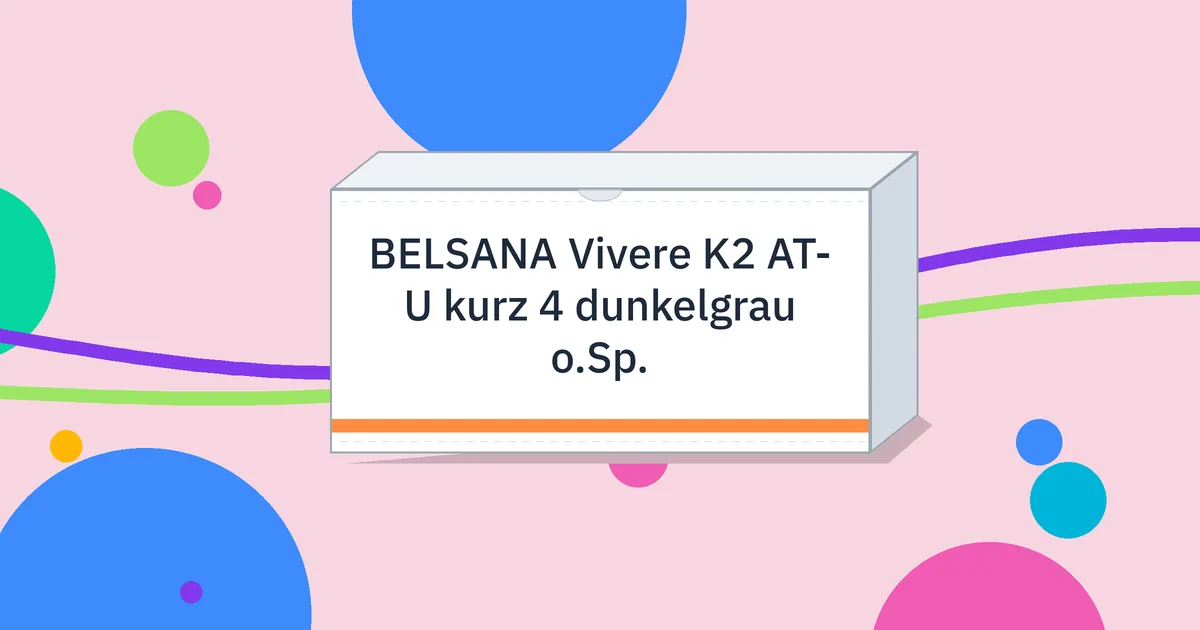 Symbolbild: Packung mit der Aufschrift BELSANA Vivere K2 AT-U kurz 4 dunkelgrau o.Sp. (PZN 12187104) – Verfügbarkeit und Bezug in Apotheken in Frankfurt am Main