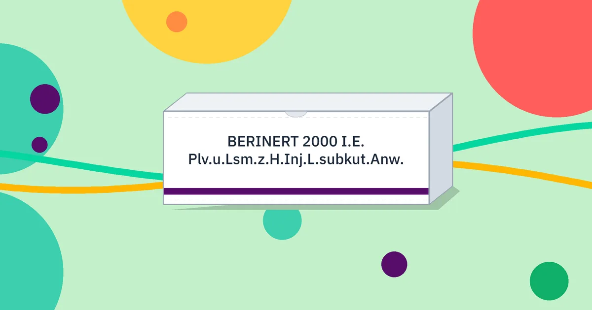 Symbolbild: Packung mit der Aufschrift BERINERT 2000 I.E. Plv.u.Lsm.z.H.Inj.L.subkut.Anw. (PZN 14240498) – Verfügbarkeit und Bezug in Apotheken in Frankfurt am Main