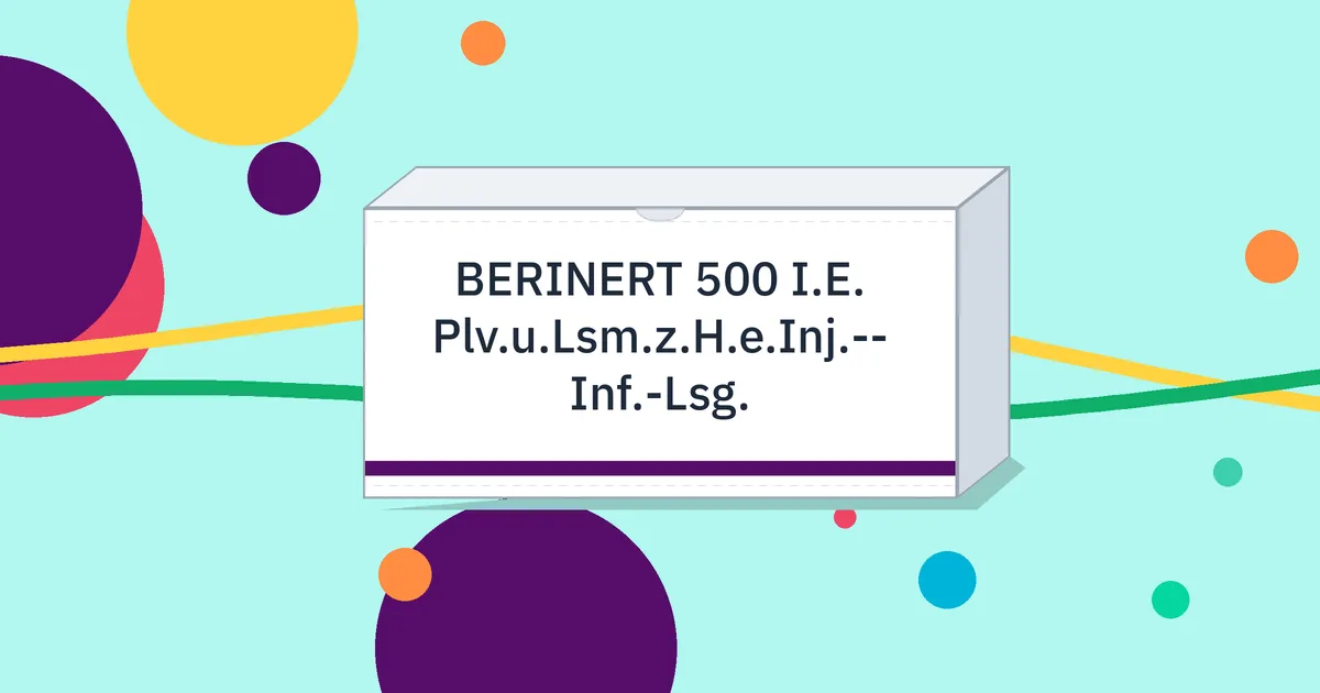 Symbolbild: Packung mit der Aufschrift BERINERT 500 I.E. Plv.u.Lsm.z.H.e.Inj.--Inf.-Lsg. (PZN 17541160) – Verfügbarkeit und Bezug in Apotheken in Frankfurt am Main