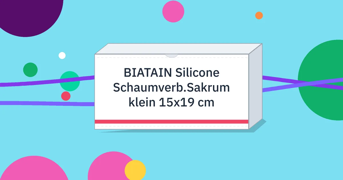 Symbolbild: Packung mit der Aufschrift BIATAIN Silicone Schaumverb.Sakrum klein 15x19 cm (PZN 11486023) – Verfügbarkeit und Bezug in Apotheken in Frankfurt am Main