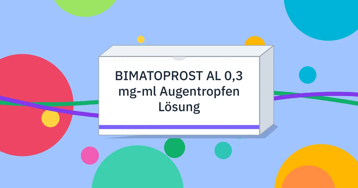 Symbolbild: Packung mit der Aufschrift BIMATOPROST AL 0,3 mg-ml Augentropfen Lösung (PZN 12418667) – Verfügbarkeit und Bezug in Apotheken in Frankfurt am Main
