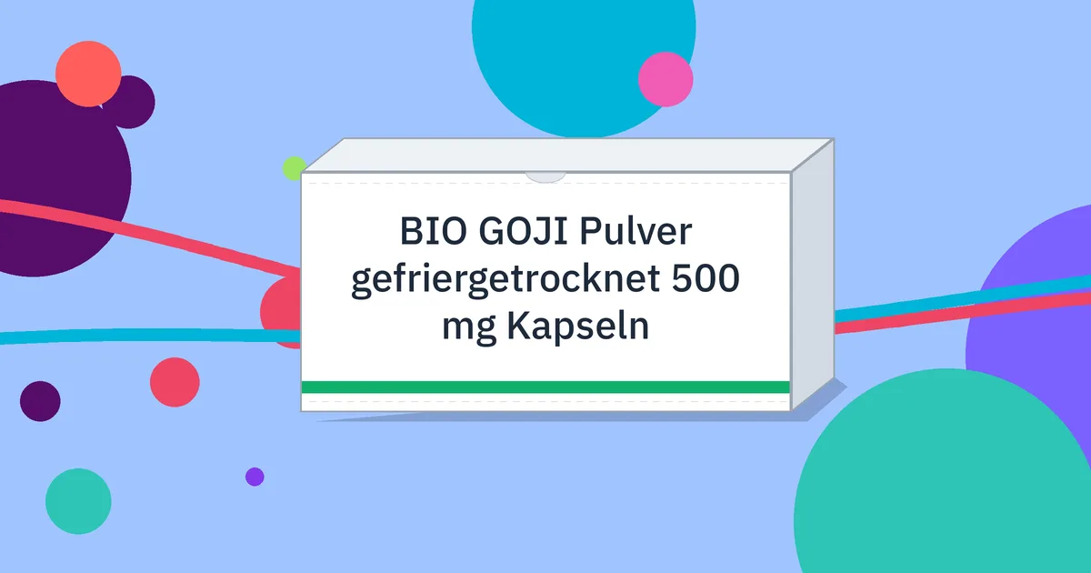 Symbolbild: Packung mit der Aufschrift BIO GOJI Pulver gefriergetrocknet 500 mg Kapseln (PZN 10296993) – Verfügbarkeit und Bezug in Apotheken in Frankfurt am Main