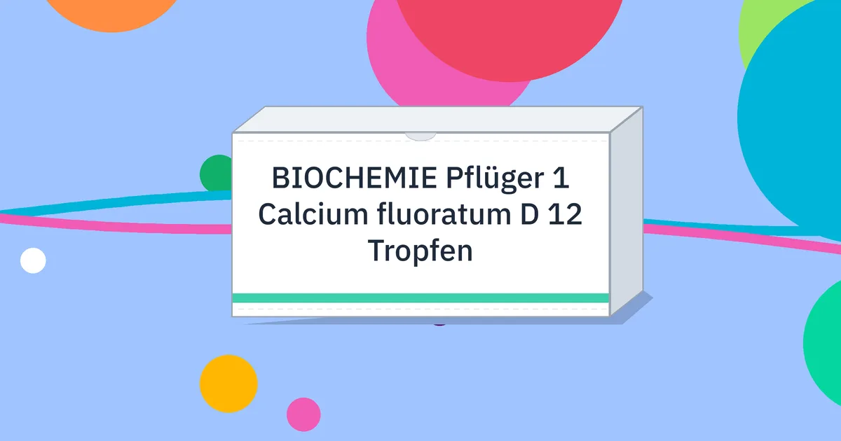 Symbolbild: Packung mit der Aufschrift BIOCHEMIE Pflüger 1 Calcium fluoratum D 12 Tropfen (PZN 06323543) – Verfügbarkeit und Bezug in Apotheken in Frankfurt am Main