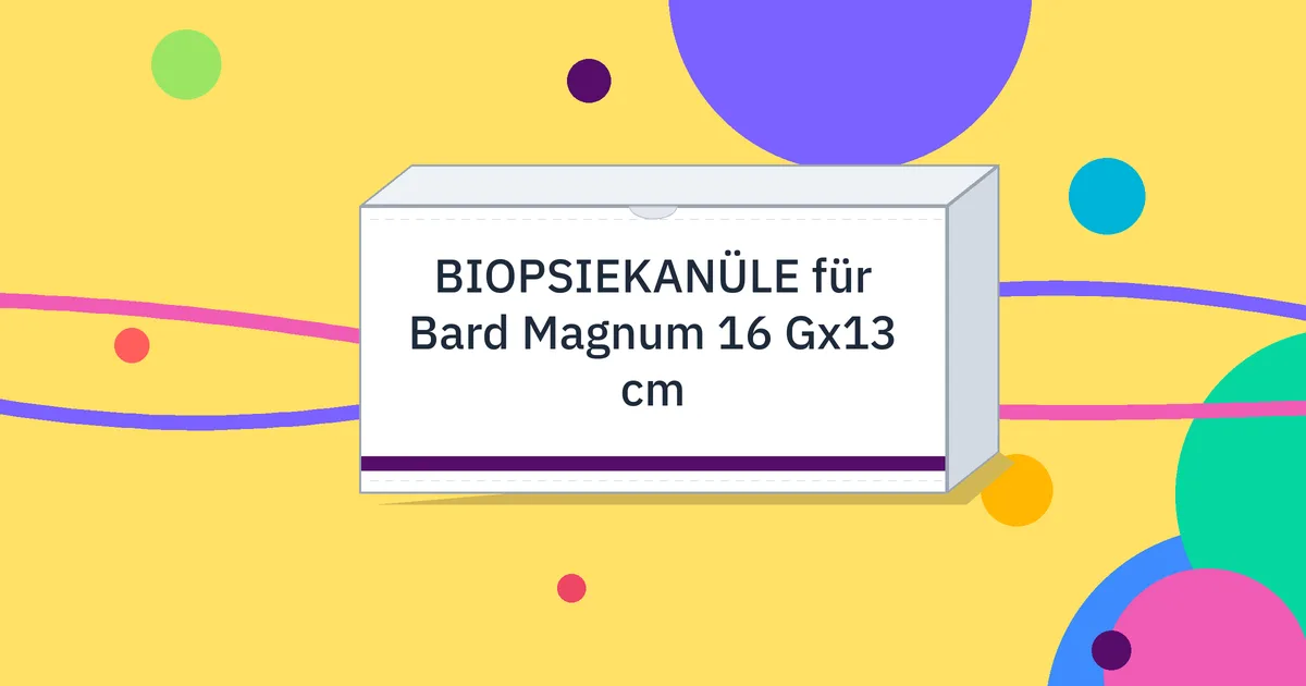 Symbolbild: Packung mit der Aufschrift BIOPSIEKANÜLE für Bard Magnum 16 Gx13 cm (PZN 04658788) – Verfügbarkeit und Bezug in Apotheken in Frankfurt am Main
