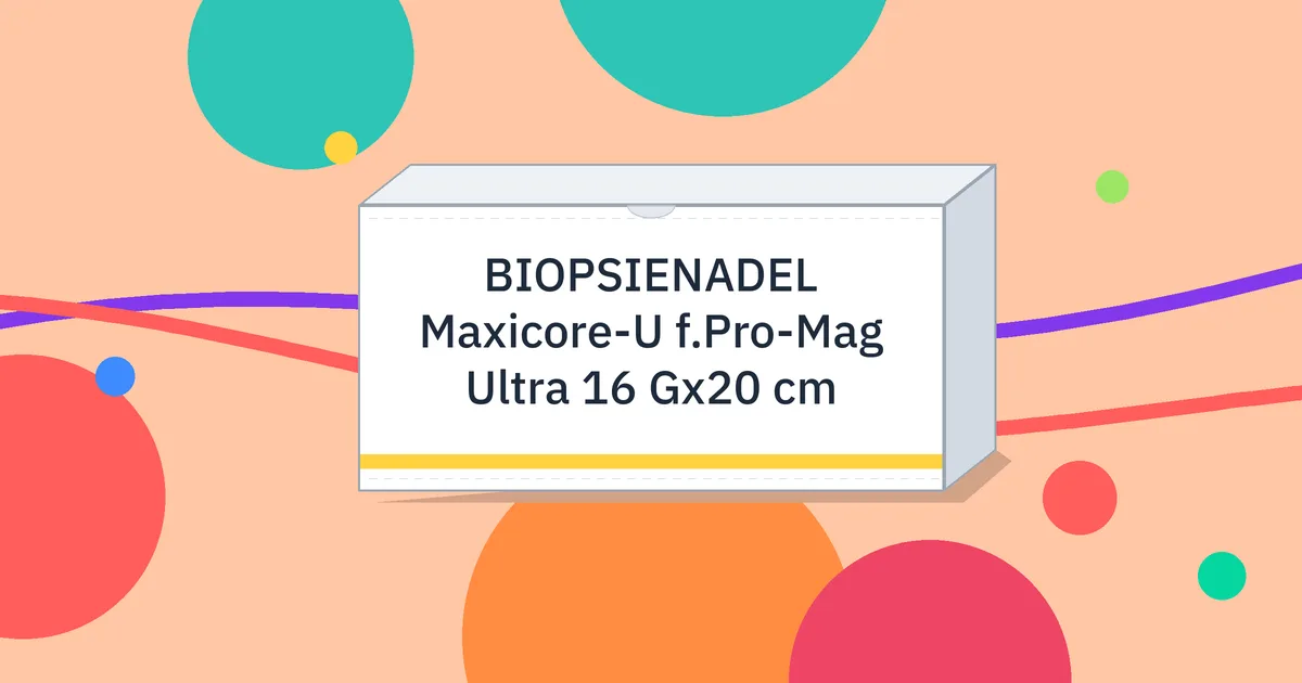 Symbolbild: Packung mit der Aufschrift BIOPSIENADEL Maxicore-U f.Pro-Mag Ultra 16 Gx20 cm (PZN 18811874) – Verfügbarkeit und Bezug in Apotheken in Frankfurt am Main