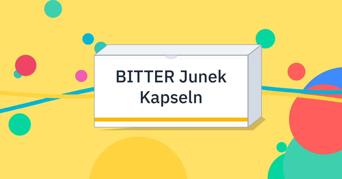 Symbolbild: Packung mit der Aufschrift BITTER Junek Kapseln (PZN 10052067) – Verfügbarkeit und Bezug in Apotheken in Frankfurt am Main