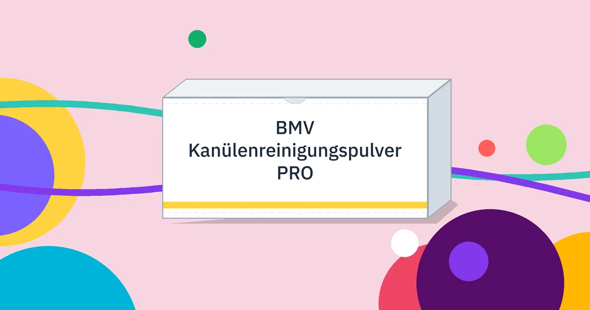 Symbolbild: Packung mit der Aufschrift BMV Kanülenreinigungspulver PRO (PZN 19182771) – Verfügbarkeit und Bezug in Apotheken in Frankfurt am Main