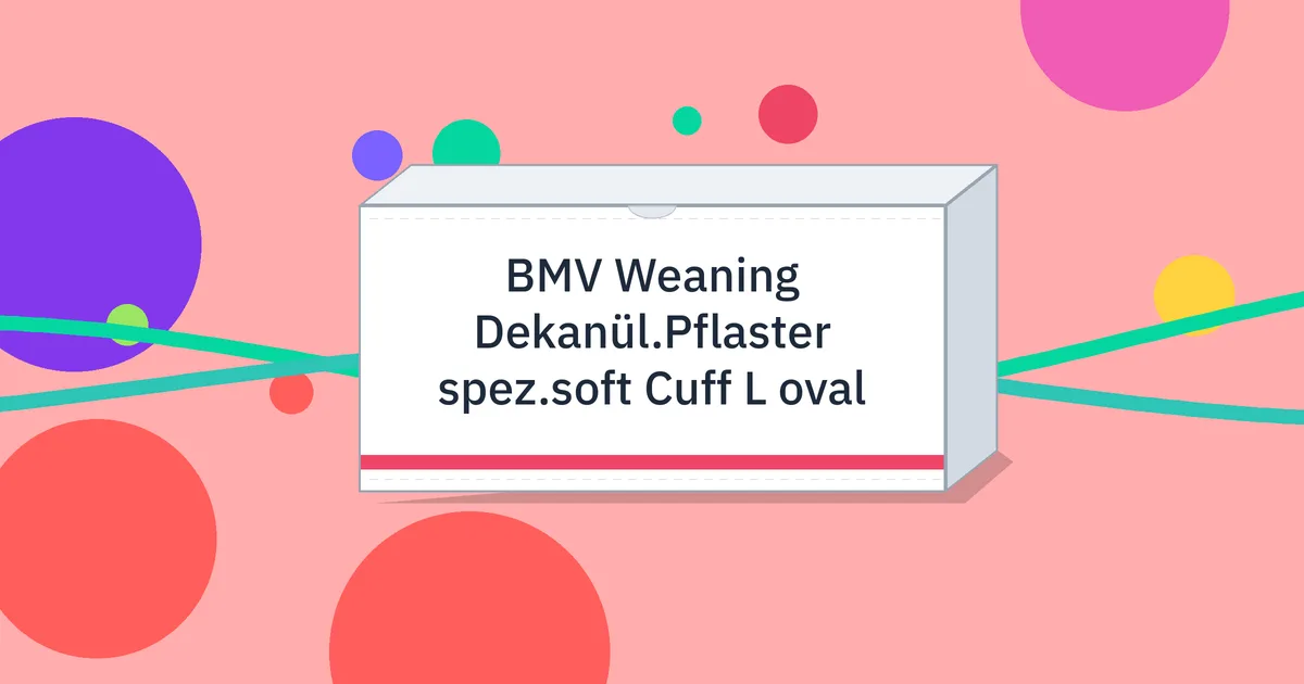 Symbolbild: Packung mit der Aufschrift BMV Weaning Dekanül.Pflaster spez.soft Cuff L oval (PZN 16608732) – Verfügbarkeit und Bezug in Apotheken in Frankfurt am Main