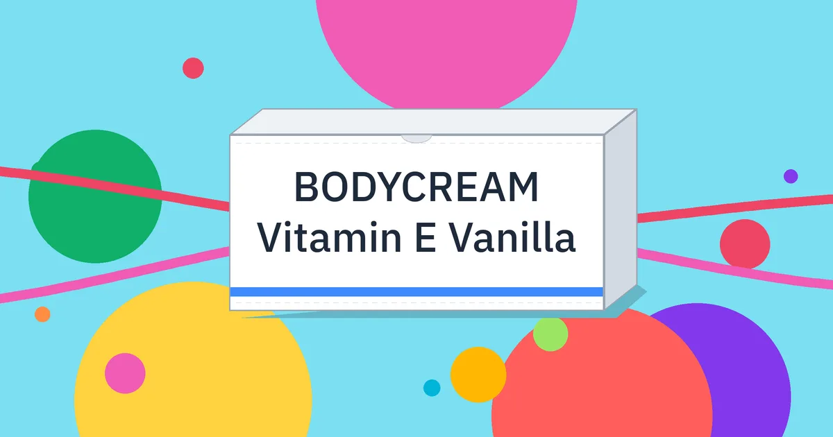 Symbolbild: Packung mit der Aufschrift BODYCREAM Vitamin E Vanilla (PZN 03680969) – Verfügbarkeit und Bezug in Apotheken in Frankfurt am Main