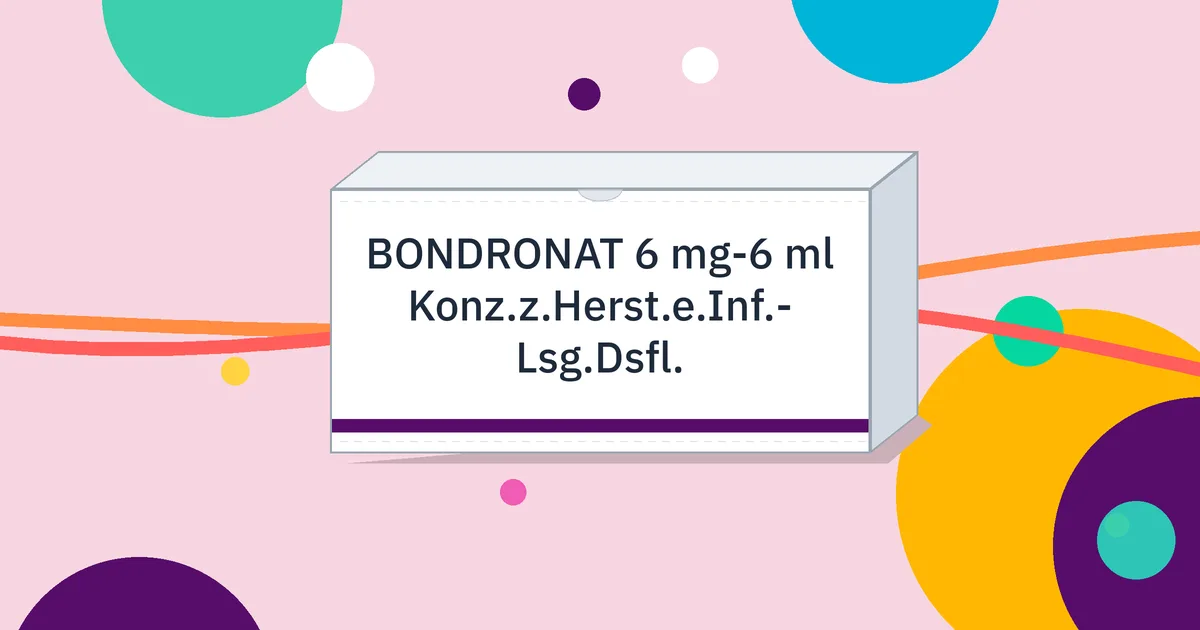 Symbolbild: Packung mit der Aufschrift BONDRONAT 6 mg-6 ml Konz.z.Herst.e.Inf.-Lsg.Dsfl. (PZN 03422635) – Verfügbarkeit und Bezug in Apotheken in Frankfurt am Main