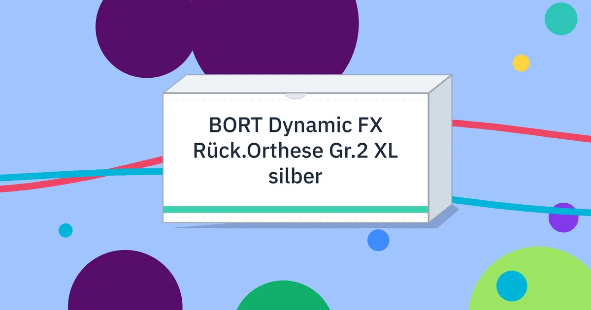 Symbolbild: Packung mit der Aufschrift BORT Dynamic FX Rück.Orthese Gr.2 XL silber (PZN 07669456) – Verfügbarkeit und Bezug in Apotheken in Frankfurt am Main