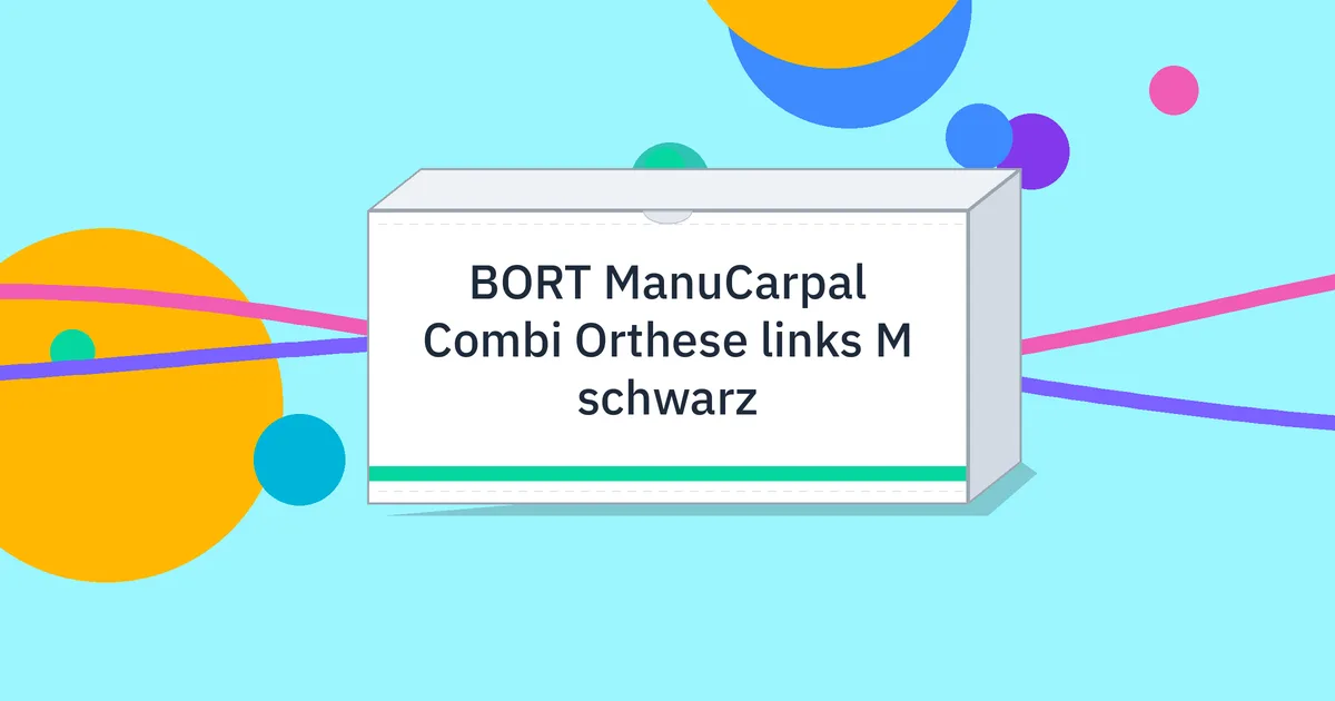 Symbolbild: Packung mit der Aufschrift BORT ManuCarpal Combi Orthese links M schwarz (PZN 02767303) – Verfügbarkeit und Bezug in Apotheken in Frankfurt am Main