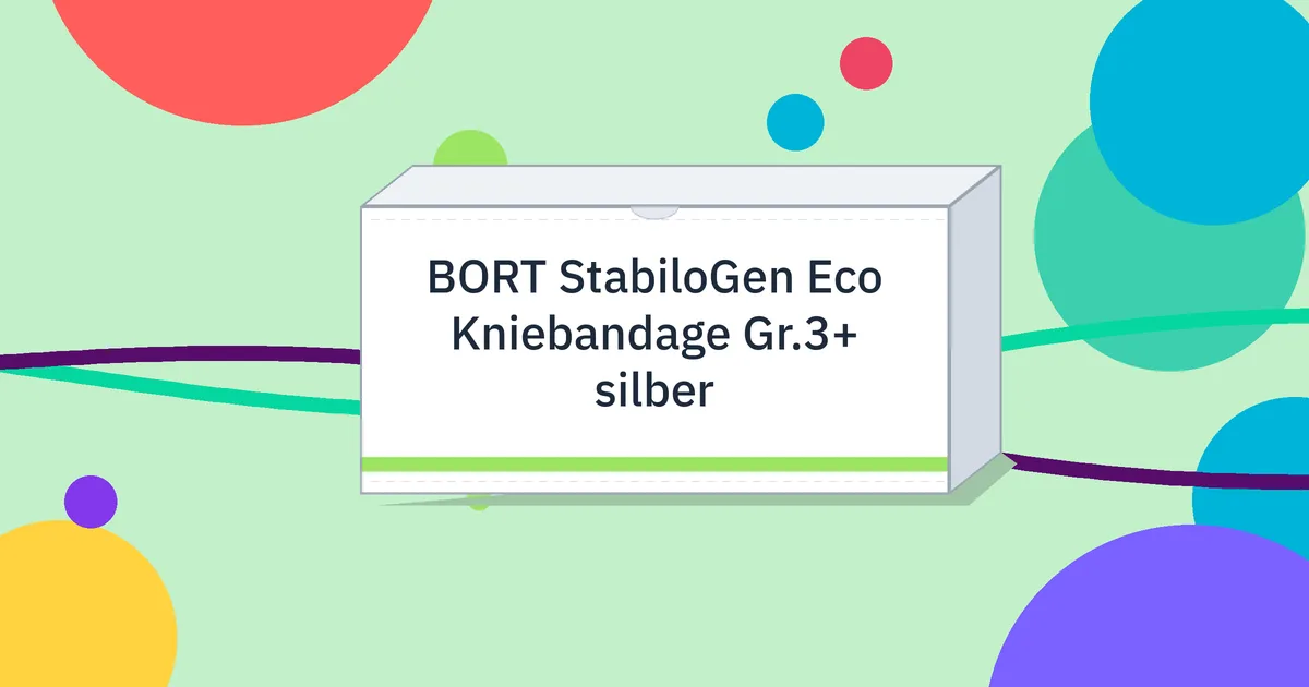 Symbolbild: Packung mit der Aufschrift BORT StabiloGen Eco Kniebandage Gr.3+ silber (PZN 16845142) – Verfügbarkeit und Bezug in Apotheken in Frankfurt am Main