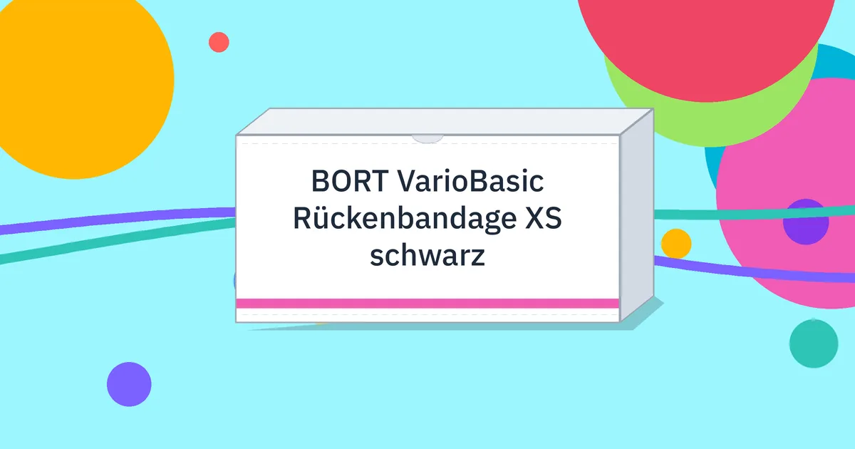 Symbolbild: Packung mit der Aufschrift BORT VarioBasic Rückenbandage XS schwarz (PZN 04737944) – Verfügbarkeit und Bezug in Apotheken in Frankfurt am Main