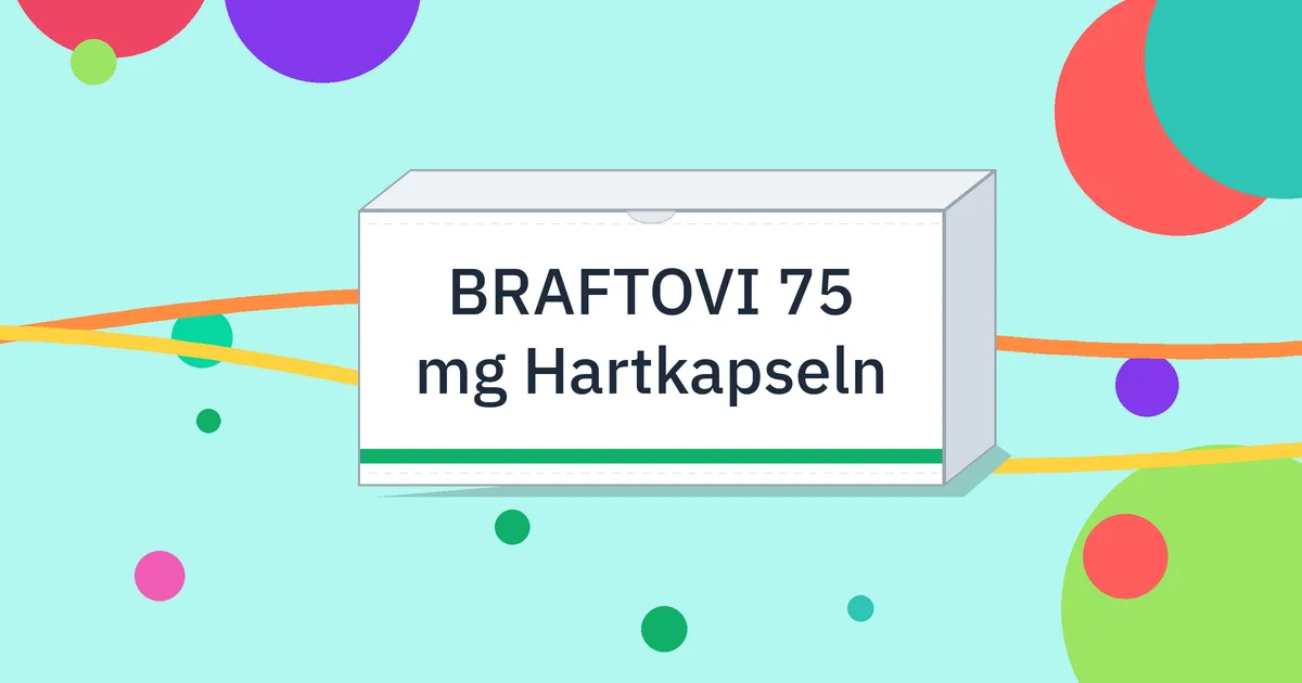 Symbolbild: Packung mit der Aufschrift BRAFTOVI 75 mg Hartkapseln (PZN 16697894) – Verfügbarkeit und Bezug in Apotheken in Frankfurt am Main