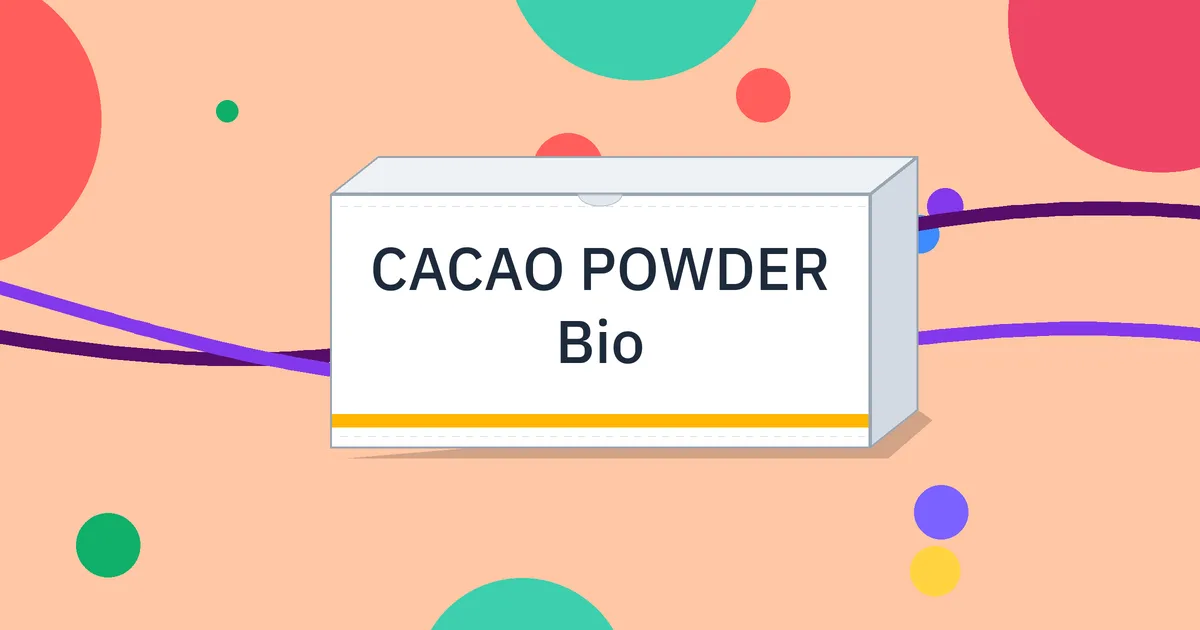 Symbolbild: Packung mit der Aufschrift CACAO POWDER Bio (PZN 18412542) – Verfügbarkeit und Bezug in Apotheken in Frankfurt am Main