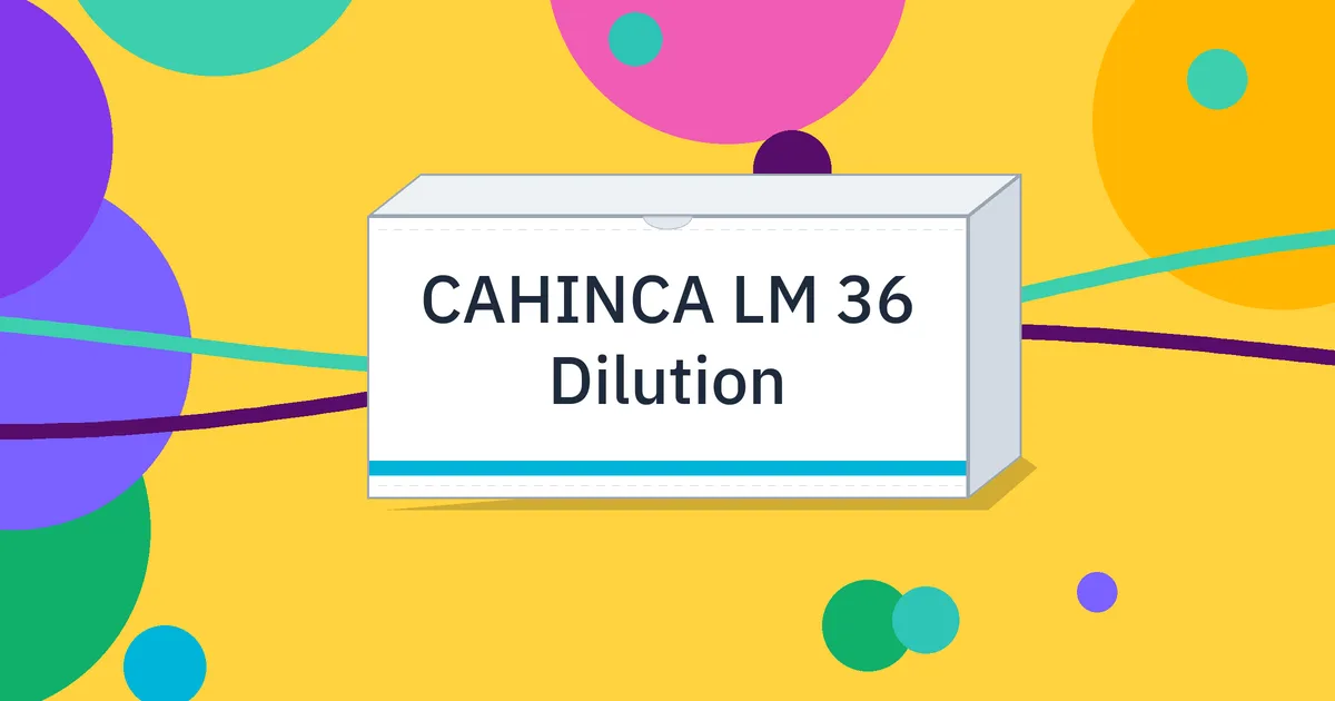 Symbolbild: Packung mit der Aufschrift CAHINCA LM 36 Dilution (PZN 13403403) – Verfügbarkeit und Bezug in Apotheken in Frankfurt am Main