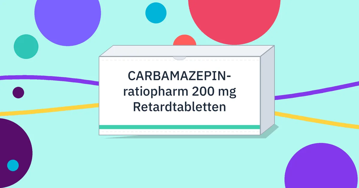 Symbolbild: Packung mit der Aufschrift CARBAMAZEPIN-ratiopharm 200 mg Retardtabletten (PZN 03659805) – Verfügbarkeit und Bezug in Apotheken in Frankfurt am Main