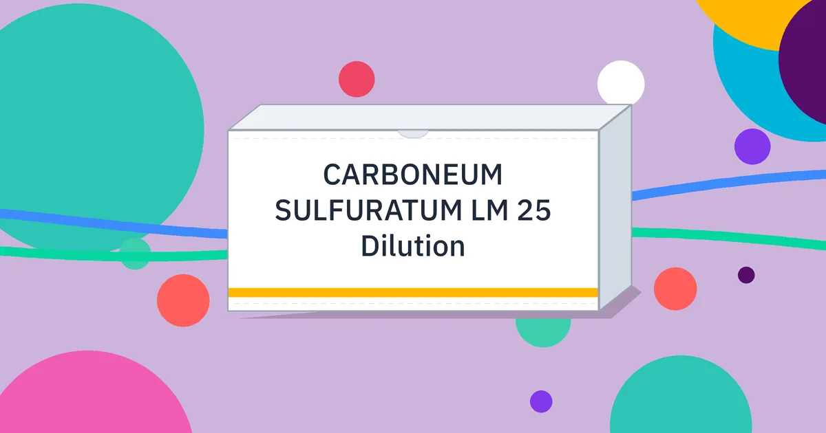 Symbolbild: Packung mit der Aufschrift CARBONEUM SULFURATUM LM 25 Dilution (PZN 12810046) – Verfügbarkeit und Bezug in Apotheken in Frankfurt am Main