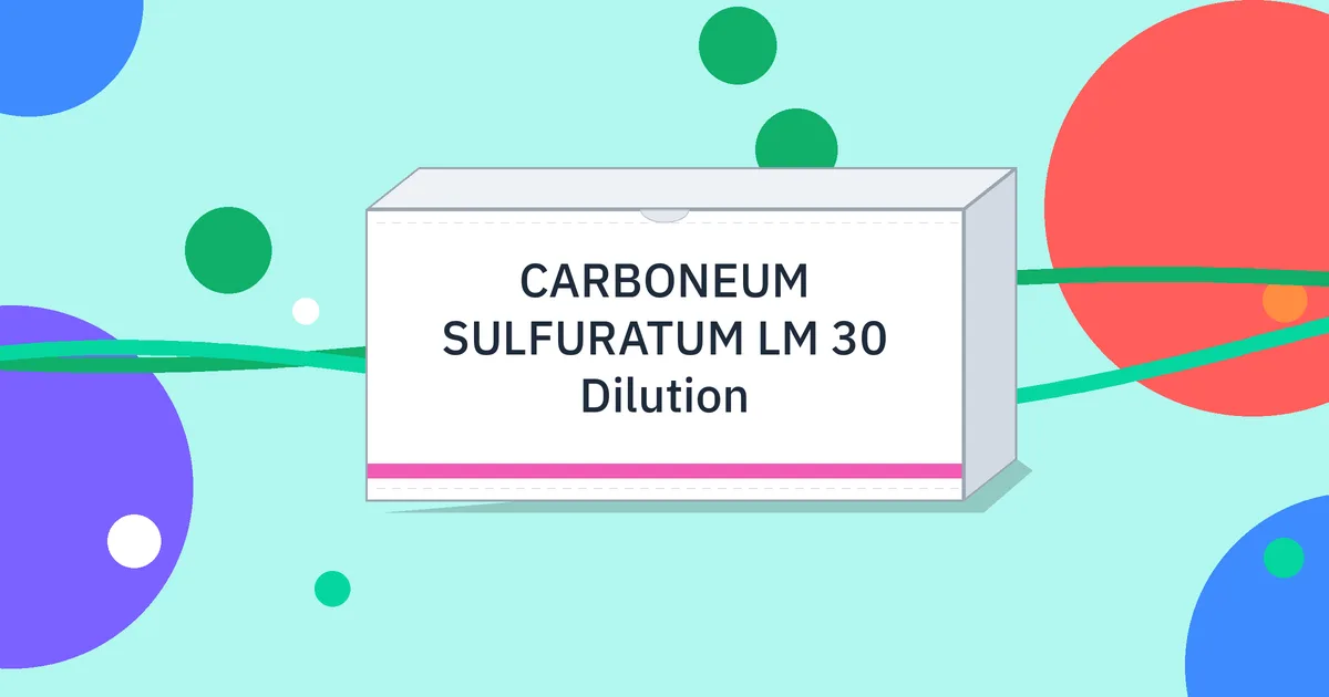Symbolbild: Packung mit der Aufschrift CARBONEUM SULFURATUM LM 30 Dilution (PZN 12810098) – Verfügbarkeit und Bezug in Apotheken in Frankfurt am Main