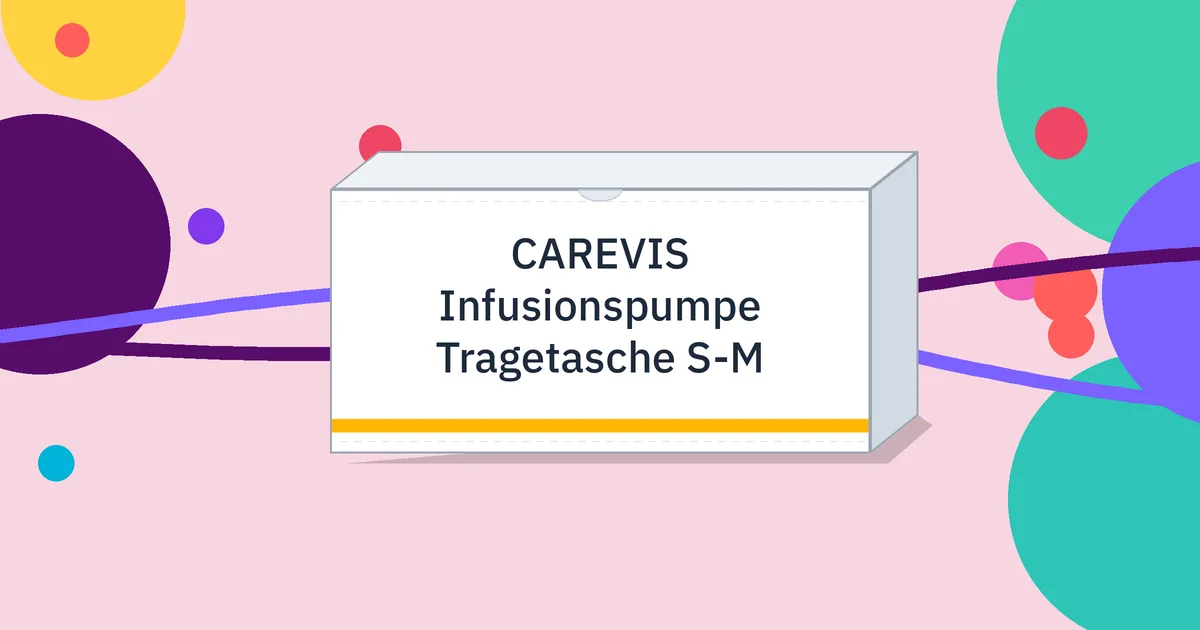 Symbolbild: Packung mit der Aufschrift CAREVIS Infusionspumpe Tragetasche S-M (PZN 19117532) – Verfügbarkeit und Bezug in Apotheken in Frankfurt am Main