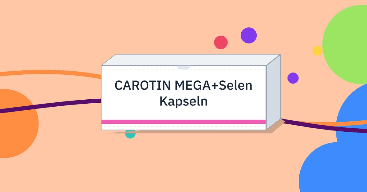 Symbolbild: Packung mit der Aufschrift CAROTIN MEGA+Selen Kapseln (PZN 18722194) – Verfügbarkeit und Bezug in Apotheken in Frankfurt am Main