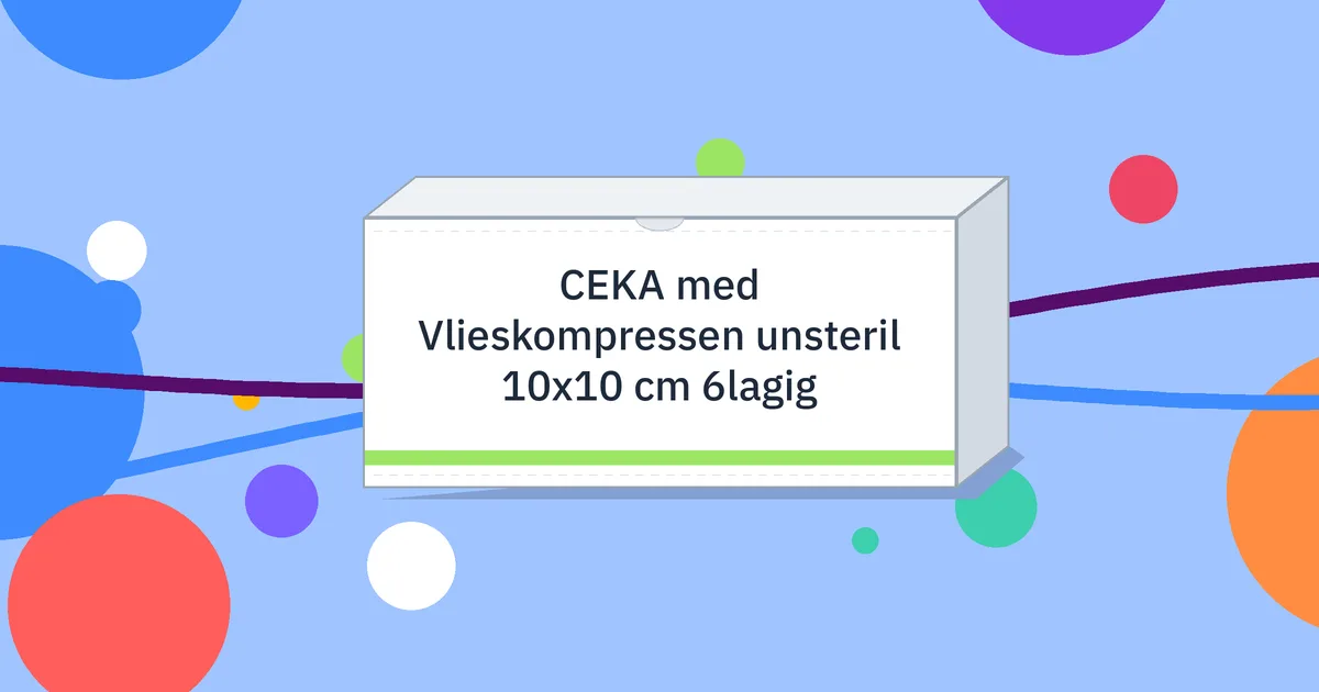 Symbolbild: Packung mit der Aufschrift CEKA med Vlieskompressen unsteril 10x10 cm 6lagig (PZN 18450809) – Verfügbarkeit und Bezug in Apotheken in Frankfurt am Main