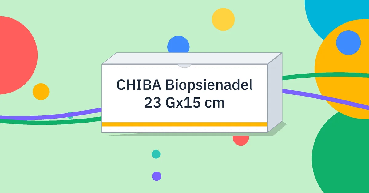 Symbolbild: Packung mit der Aufschrift CHIBA Biopsienadel 23 Gx15 cm (PZN 00292971) – Verfügbarkeit und Bezug in Apotheken in Frankfurt am Main