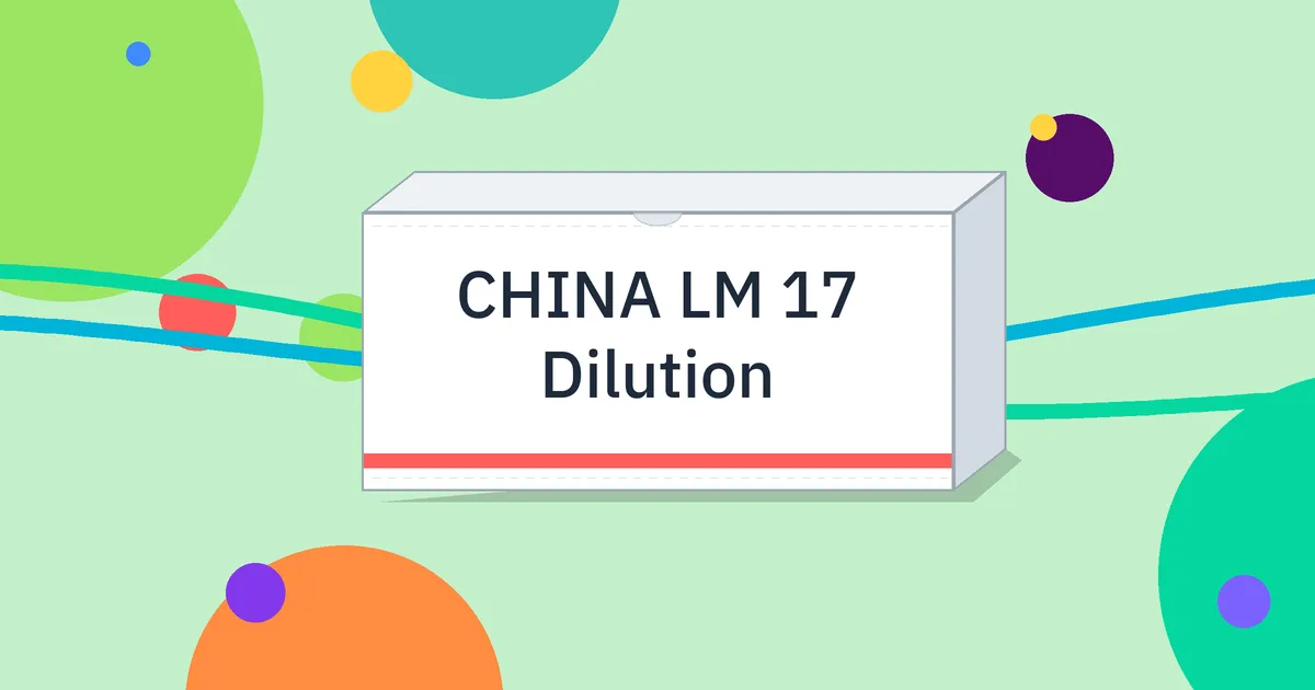 Symbolbild: Packung mit der Aufschrift CHINA LM 17 Dilution (PZN 12813866) – Verfügbarkeit und Bezug in Apotheken in Frankfurt am Main