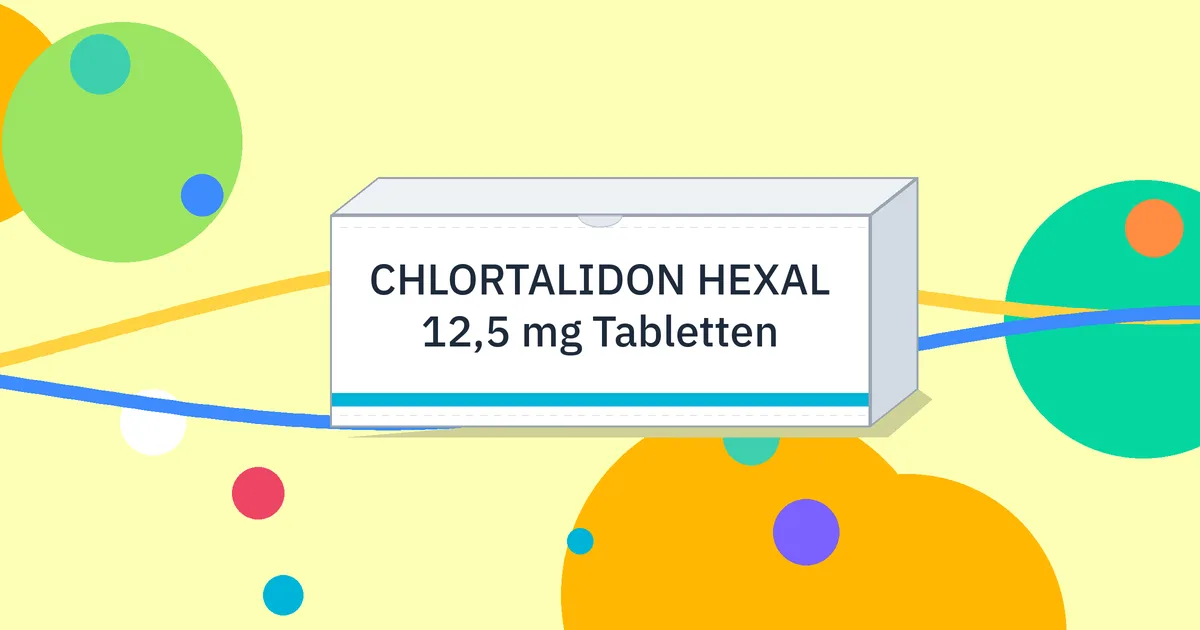 Symbolbild: Packung mit der Aufschrift CHLORTALIDON HEXAL 12,5 mg Tabletten (PZN 17847918) – Verfügbarkeit und Bezug in Apotheken in Frankfurt am Main