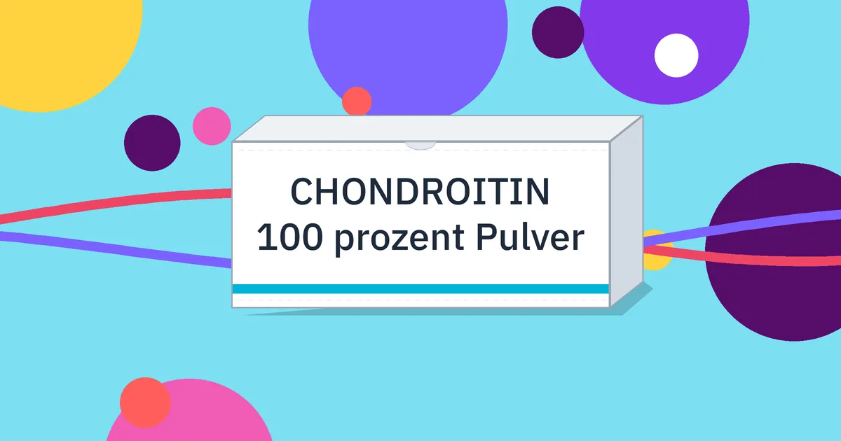 Symbolbild: Packung mit der Aufschrift CHONDROITIN 100 prozent Pulver (PZN 03121997) – Verfügbarkeit und Bezug in Apotheken in Frankfurt am Main