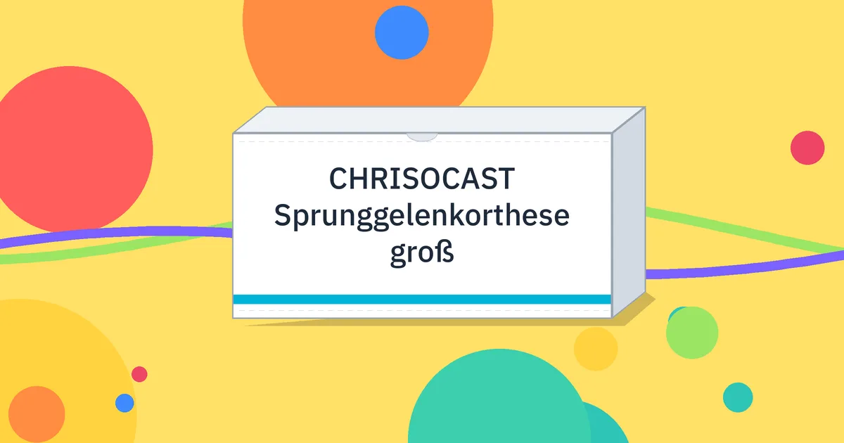 Symbolbild: Packung mit der Aufschrift CHRISOCAST Sprunggelenkorthese groß (PZN 02641499) – Verfügbarkeit und Bezug in Apotheken in Frankfurt am Main