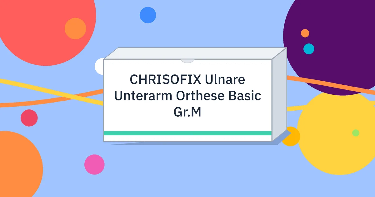 Symbolbild: Packung mit der Aufschrift CHRISOFIX Ulnare Unterarm Orthese Basic Gr.M (PZN 10098744) – Verfügbarkeit und Bezug in Apotheken in Frankfurt am Main
