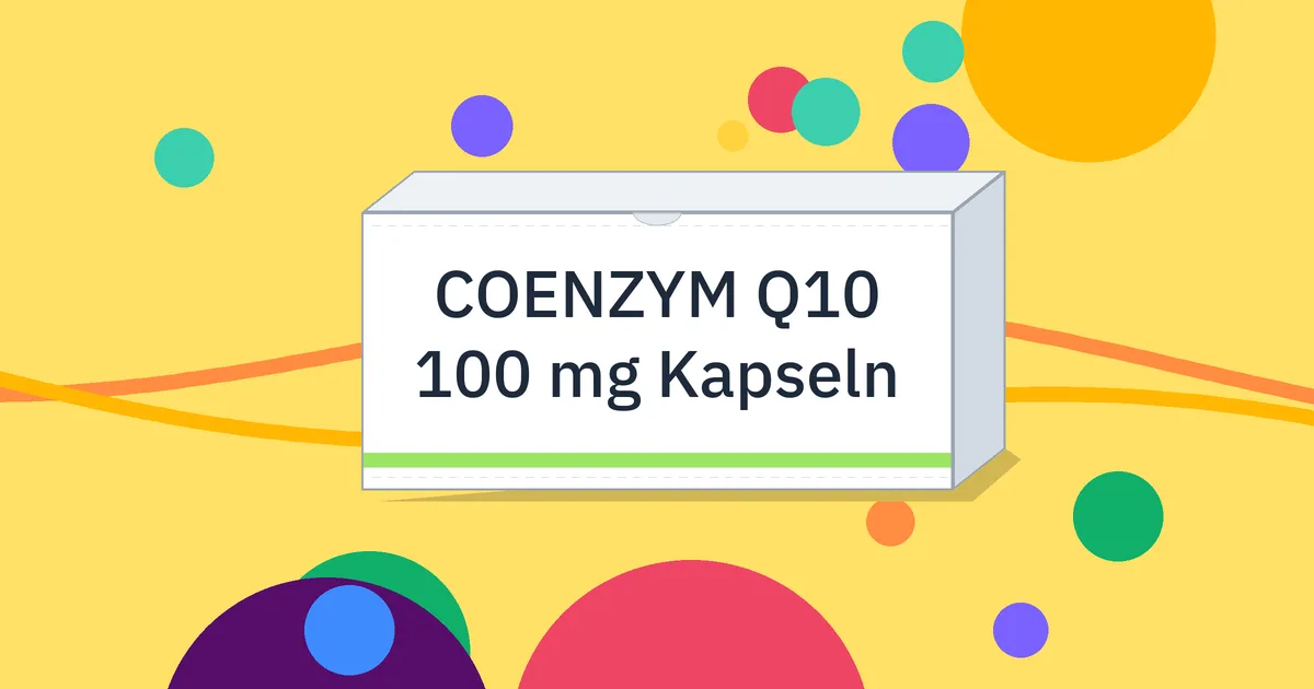 Symbolbild: Packung mit der Aufschrift COENZYM Q10 100 mg Kapseln (PZN 11161315) – Verfügbarkeit und Bezug in Apotheken in Frankfurt am Main