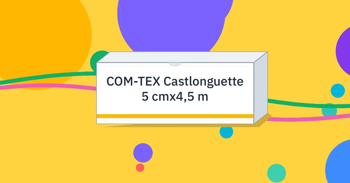 Symbolbild: Packung mit der Aufschrift COM-TEX Castlonguette 5 cmx4,5 m (PZN 19113563) – Verfügbarkeit und Bezug in Apotheken in Frankfurt am Main