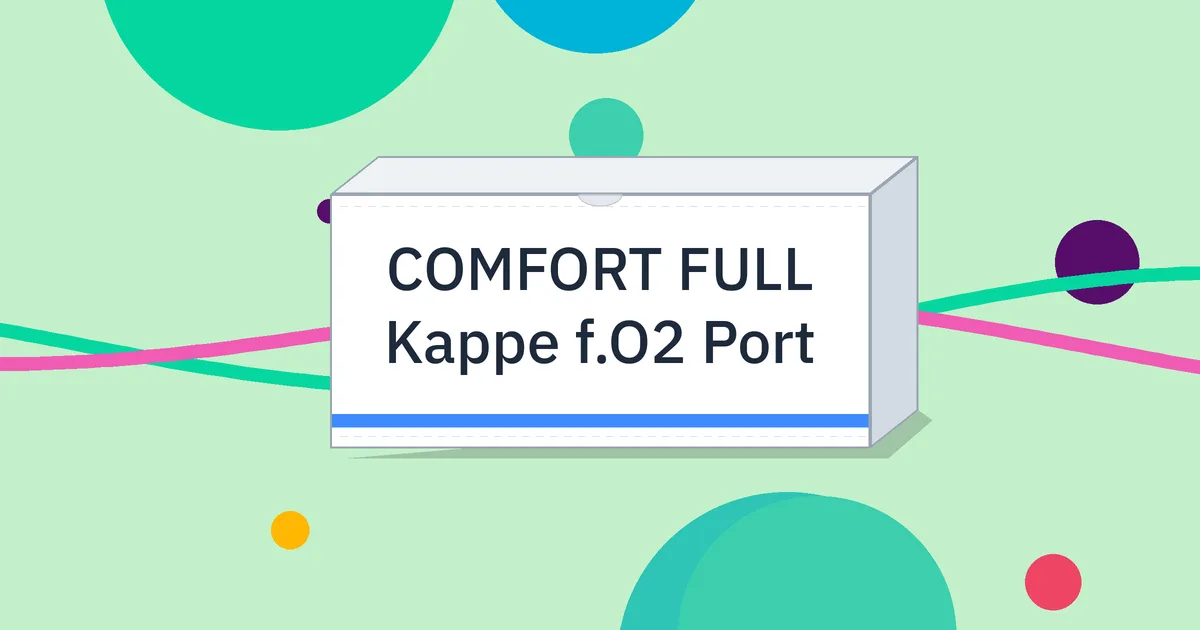 Symbolbild: Packung mit der Aufschrift COMFORT FULL Kappe f.O2 Port (PZN 03024538) – Verfügbarkeit und Bezug in Apotheken in Frankfurt am Main