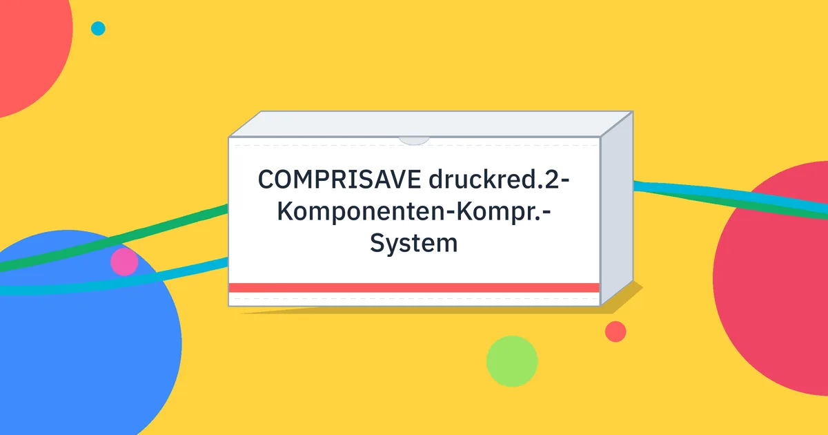 Symbolbild: Packung mit der Aufschrift COMPRISAVE druckred.2-Komponenten-Kompr.-System (PZN 17815982) – Verfügbarkeit und Bezug in Apotheken in Frankfurt am Main