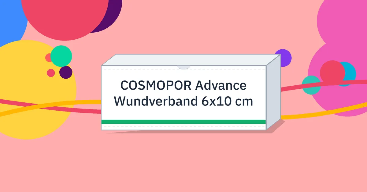 Symbolbild: Packung mit der Aufschrift COSMOPOR Advance Wundverband 6x10 cm (PZN 18715320) – Verfügbarkeit und Bezug in Apotheken in Frankfurt am Main