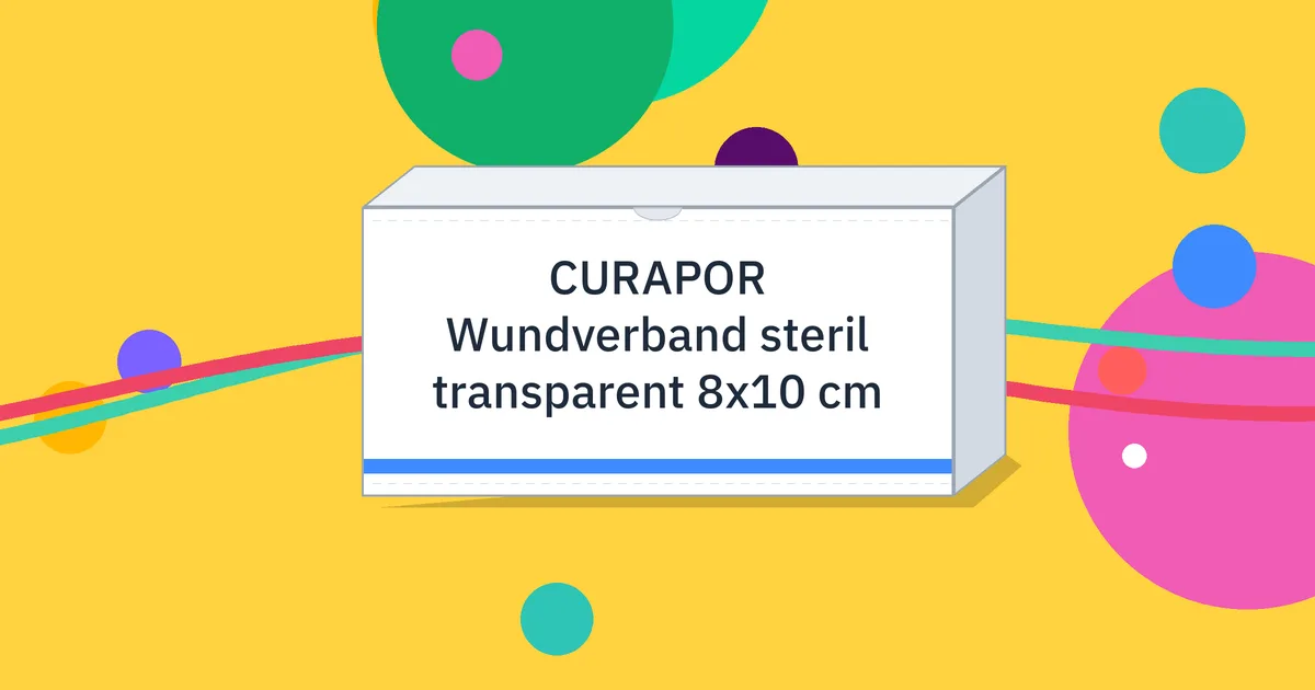 Symbolbild: Packung mit der Aufschrift CURAPOR Wundverband steril transparent 8x10 cm (PZN 17516736) – Verfügbarkeit und Bezug in Apotheken in Frankfurt am Main