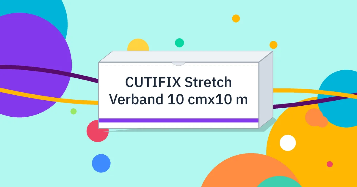 Symbolbild: Packung mit der Aufschrift CUTIFIX Stretch Verband 10 cmx10 m (PZN 05893586) – Verfügbarkeit und Bezug in Apotheken in Frankfurt am Main