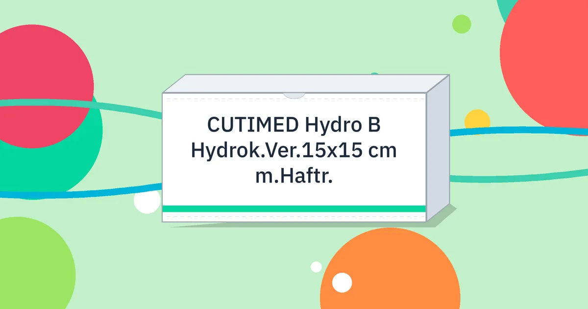 Symbolbild: Packung mit der Aufschrift CUTIMED Hydro B Hydrok.Ver.15x15 cm m.Haftr. (PZN 01021412) – Verfügbarkeit und Bezug in Apotheken in Frankfurt am Main