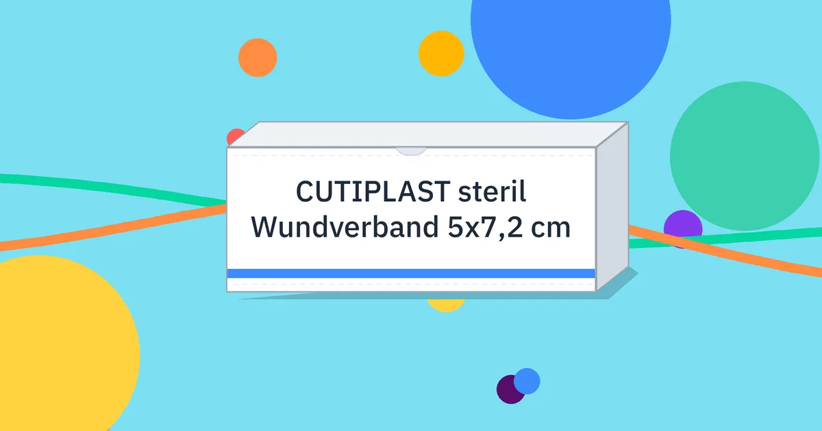 Symbolbild: Packung mit der Aufschrift CUTIPLAST steril Wundverband 5x7,2 cm (PZN 18110278) – Verfügbarkeit und Bezug in Apotheken in Frankfurt am Main