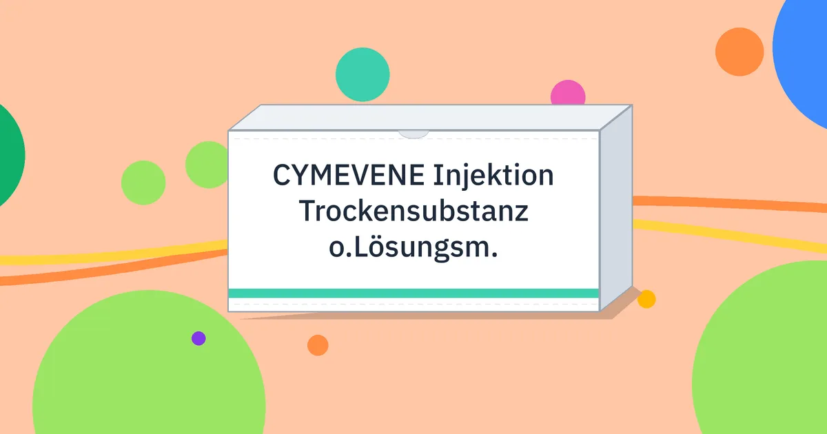 Symbolbild: Packung mit der Aufschrift CYMEVENE Injektion Trockensubstanz o.Lösungsm. (PZN 00611896) – Verfügbarkeit und Bezug in Apotheken in Frankfurt am Main
