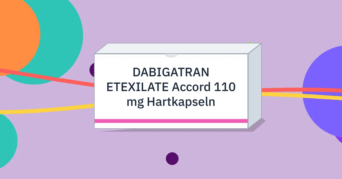 Symbolbild: Packung mit der Aufschrift DABIGATRAN ETEXILATE Accord 110 mg Hartkapseln (PZN 19537694) – Verfügbarkeit und Bezug in Apotheken in Frankfurt am Main