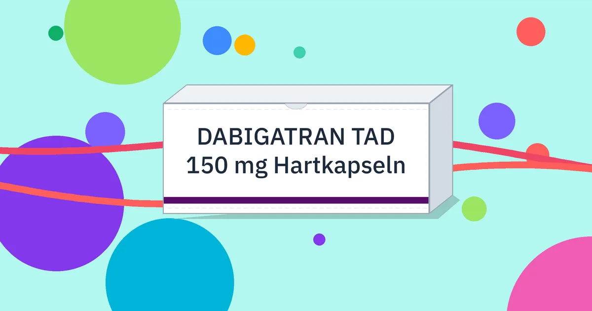 Symbolbild: Packung mit der Aufschrift DABIGATRAN TAD 150 mg Hartkapseln (PZN 20026177) – Verfügbarkeit und Bezug in Apotheken in Frankfurt am Main